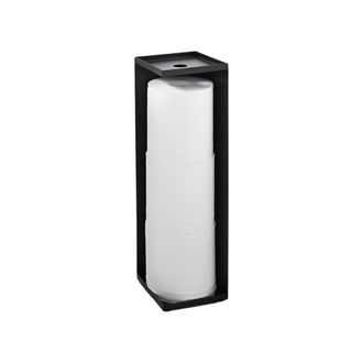 Yamazaki Tableware Yamazaki 7851 TOWER Toilettenpapierspender, schwarz, Stahl, minimalistisch, 11.5 x 11.5 x 38.5 cm