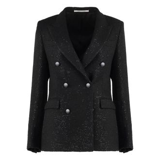Tagliatore 0205 Pailletten-Blazer - - Jackets - Damen - Schwarzk - XS