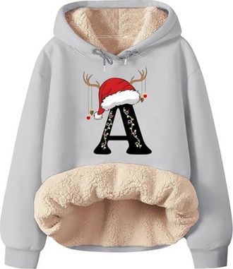 Generic Pull de No&euml;l 2025 pour femme - Grande taille - Haut moelleux &agrave; manches longues - Coupe ample - Doux et confortable - Avec cordon de serrage - Pull &agrave; c