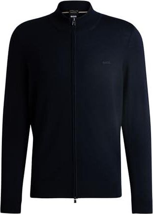 BOSS Hommes Balonso-L Cardigan zipp&eacute; en Laine Vierge avec Logo brod&eacute;