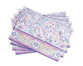 Maison d'Hermine Lot de 4 sets de table r&eacute;utilisables 100 % coton lavables, pour d&eacute;coration de cuisine, salle &agrave; manger, f&ecirc;te, mariage, restaurant, printemps/&eacute;t&eacute; (flora