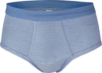 Esge Herren Slips, 5 Stück, Feinripp Ringel mit Eingriff (XXL / 8, Blau)
