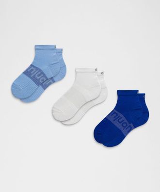 lululemon Unisex Power Stride Sneaker Socken 3er-Pack - Gr&ouml;&szlig;e XL in Sinatra Blue/White/Riverside