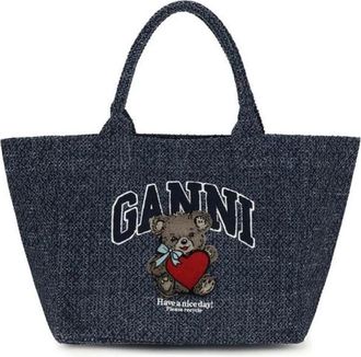 Ganni Denim Medium Bear Tote - - Bags - Damen - Blau - ONE SIZE