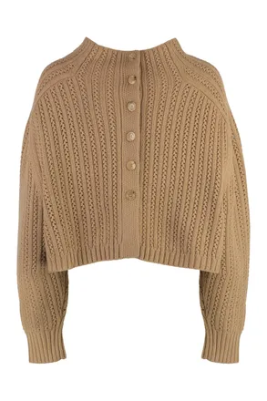 Max Mara Womens Hodeida Wool-Cashmere Mock-Turtleneck Sweater Camel