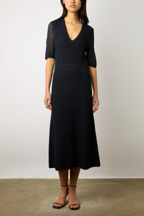 Gerard Darel Robe midi en maille ajour&eacute;e - EMI - Marine