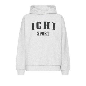 Ichi Ichi - SweaT-shirt taille haute avec impression cool - Femme - Sweatshirts et sweats &agrave; capuche - Gris - Taille: 36/38 FR
