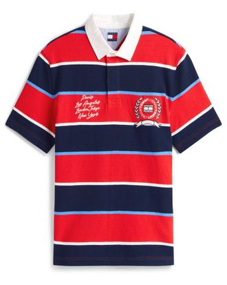 Tommy Hilfiger Kurzarm-Rugbyshirt aus Baumwolle mit Ringelmuster, Relaxed Fit in