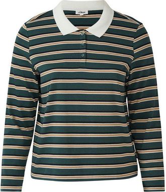 s.Oliver Langarmshirt Polo-Shirt Langarm-Poloshirt mit Streifen