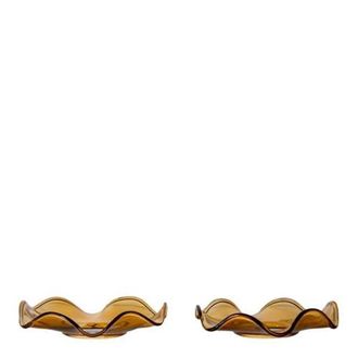 Sagaform Viva 2er Set Kerzenleuchter aus mundgeblasenem Glas in der Farbe Amber, 1,5X 7,5 cm, 5018445