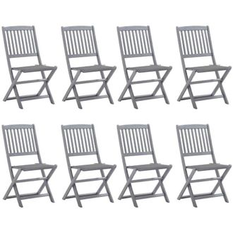vidaXL Vidaxl - Klappbare Gartenst&uuml;hle 8 Stk. mit Kissen Massivholz Akazie