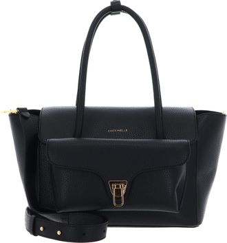 Coccinelle Double Beat Grained Leather Handbag Noir