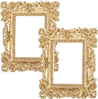 Amosfun 2 St&uuml;ck Mini Harz Bilderrahmen Gold Vintage Fotorahmen 3.66X3.07 Zoll Runde Ecken F&uuml;r Wohnkultur B&uuml;ro Schlafzimmer Und Diy Foto Hintergrund Requisiten