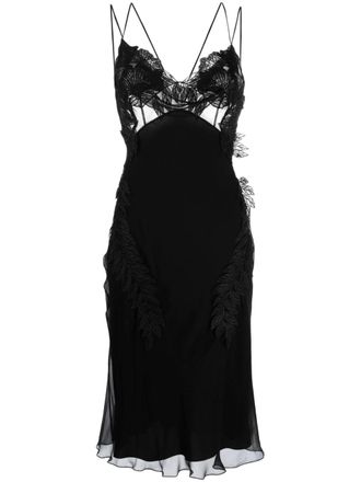 Alberta Ferretti Midikleid aus Seide - Schwarz