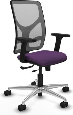 Piqueras y Crespo Stuhl mit verstellbarer Lendenwirbelst&uuml;tze, 2D-Armlehnen, ausgestattet mit Syncro/Traslack und Schneideschaum, mit Rollen 65 mm, Nylon, Grau/Violett