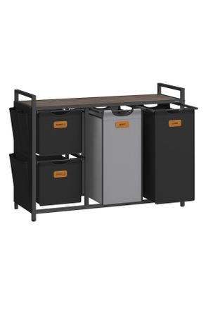 MID.YOU Mid.you W&auml;schekorb, Braun, Grau, Schwarz, Metall, Textil, 150 L, rechteckig, 98.6x80.5x33 cm, nachhaltig, Ordnen & Aufbewahren, W&auml;schek&ouml;rbe & Tonnen