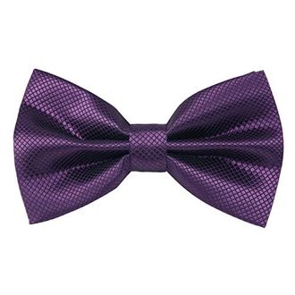 Alizeal Noeud papillon pr&eacute;-nou&eacute; en polyester pour homme Couleur unie, 001-Violet prune, taille unique