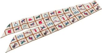 Herm&egrave;s &Eacute;charpe Twilly doccasion - Couvertures et Tenues de Jour - Femme - Pre-owned - Blanc - Taille: ONE Size