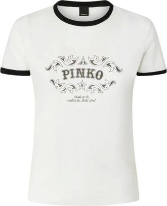 Pinko Pinko, Femme, Tops, Blanc, Taille: 38 FR T-shirt &agrave; logo