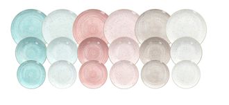Tognana Pepper Bamboo Tellerservice f&uuml;r 6 Personen, 18 St&uuml;ck, Porzellan, mehrfarbig