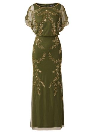 Adrianna Papell Abendkleid Beaded Flutter Blouson Dress Bodenlanges, mit Perlen besticktes Blouson-Kleid