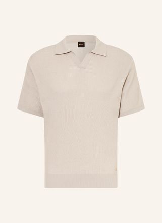 HUGO BOSS Strick-Poloshirt Aravolo grau