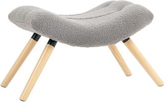 HOMCOM Repose Pied Salon Ottoman Pouf Salon Tabouret de canap&eacute; en Tissu avec Pieds en Bois de h&ecirc;tre, si&egrave;ge rembourr&eacute; pour Salon, Chambre, entr&eacute;e, Gris