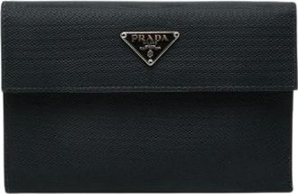 Prada Portefeuille trifold Pre-owned en nylon et cuir avec logo triangulaire - Femme - Pre-owned - Noir - Taille: ONE Size