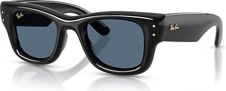 Ray-Ban Wayfarer Puffer Sonnenbrillen Schwarz Fassung Blau Glas 50-23