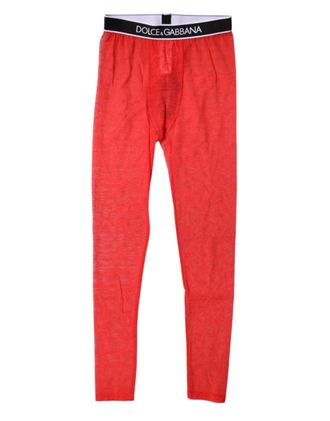 Dolce & Gabbana Womens Red Logo Lace Lingerie Tight Pants Underwear Nylon Elastane