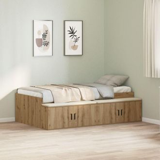 vidaXL Bett mit Stauraum Eiche handwerklich 90 x 200 cm Holzwerkstoff Vidaxl