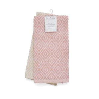 Cooksmart Britisches Design, 2 Stück, luxuriöse Geschirrtücher für die Küche, modernes Rautenmuster, Frottee-Geschirrtuch-Set