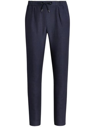 Ralph Lauren Purple Label pantalon &agrave; lien de resserrage - Bleu