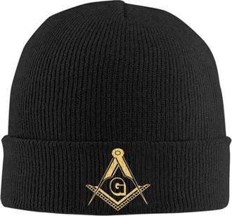 Generic Symbole Maçonnique Femme Homme Bonnets Hiver Confortable Bonnet De Pêcheur Respirant Skull Cap pour Randonnée Toutes Les Saisons Jogging