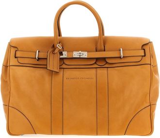 Brunello Cucinelli Homme, Sacs, Brun, Taille: ONE Size Country Leather Duffel Bag
