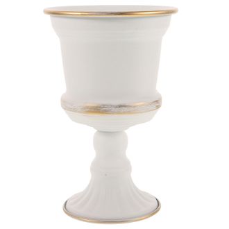 NUOBESTY Retro Metall Blumentopf mit Hohem Fu&szlig; Vintage Pflanzk&uuml;bel f&uuml;r Innenbereich Hotel und G&auml;stehaus Dekorativer Eisen &Uuml;bertopf als Stilvolles Wohnaccessoir