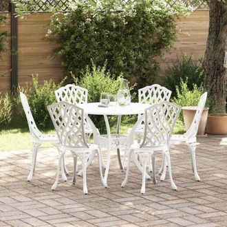 vidaXL vidaXL Ensemble de salle &agrave; manger pour jardin 7 pcs Blanc Aluminium