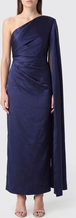 Solace London Robe de soir&eacute;e longue asym&eacute;trique en satin avec taille drap&eacute;e