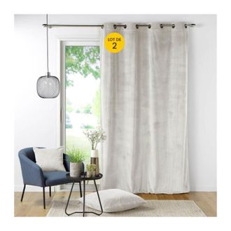 Douceur d'Intérieur Douceur Dintérieur - Lot de 2 Rideau à oeillets 140 x 260 cm velours côtelé Casual Naturel