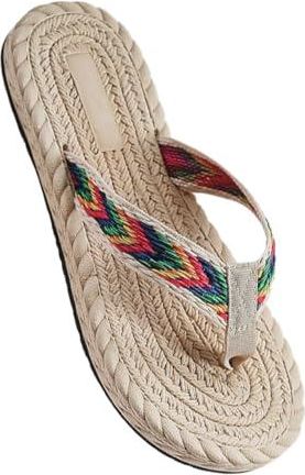 Hemoton Sandales Imitation Paille L&eacute;g&egrave;res et Plates pour Femme Confortables pour Plage et Sorties Estivales Design Tress&eacute; Naturel pour Marche et D&eacute;tente Coule