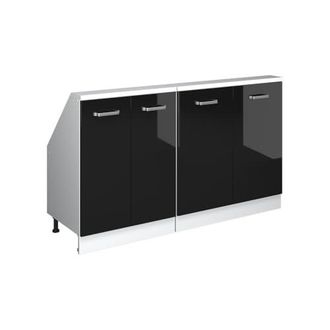 Vicco Ensembles de Meuble de Rangement sous Pente Rion, Noir Brillant/Blanc, Lot de 2