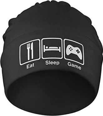 Generic Homme Femme Bonnet dhiver Manger Sleep Game Bonnets Tricot&eacute; Doux Bonnets De Ski Chaud Hiver Chapeaux pour Patinage Hiver Ski