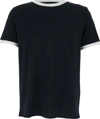 A.P.C. A.p.c., Homme, Tops, Noir, Taille: XL T-shirt &agrave; Col Rond avec D&eacute;tails Contrastants