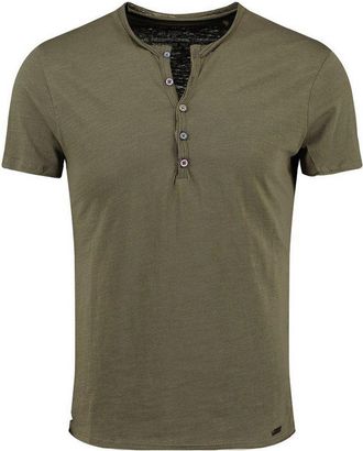 Key Largo Henleyshirt Lemonade vintage Look uni Basic MT00122 mit Knopfleiste unifarben kurzarm slim fit