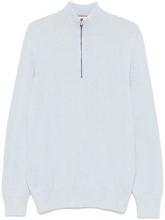 BOSS pull en coton à fermeture zippée - Bleu