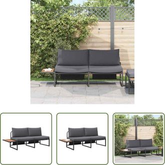 vidaXL Au&szlig;ensofa - Garten-Sofa mit Kissen Anthrazit 200,5 x 70 x 85,5 cm Stahl