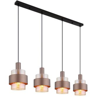 Globo Lighting Lampe suspendue plafonnier lampe suspendue lampe de salle &agrave; manger verre ambre 4 lampes