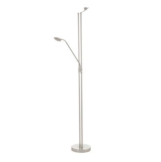 Eglo LED Stehlampe Baya LED, 2 flammige Stehleuchte dimmbar, Standleuchte aus Metall in Nickel-Matt, Glas in Wei&szlig;, Wohnzimmerlampe, Deckenfluter mit Lesela