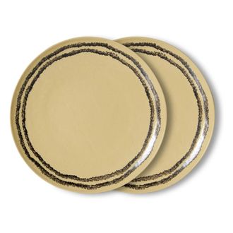 HKliving Assiettes &agrave; d&icirc;ner en c&eacute;ramique Vanilla - Set de 2 HKliving