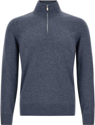 Brunello Cucinelli Pull Col Rond - Bleu